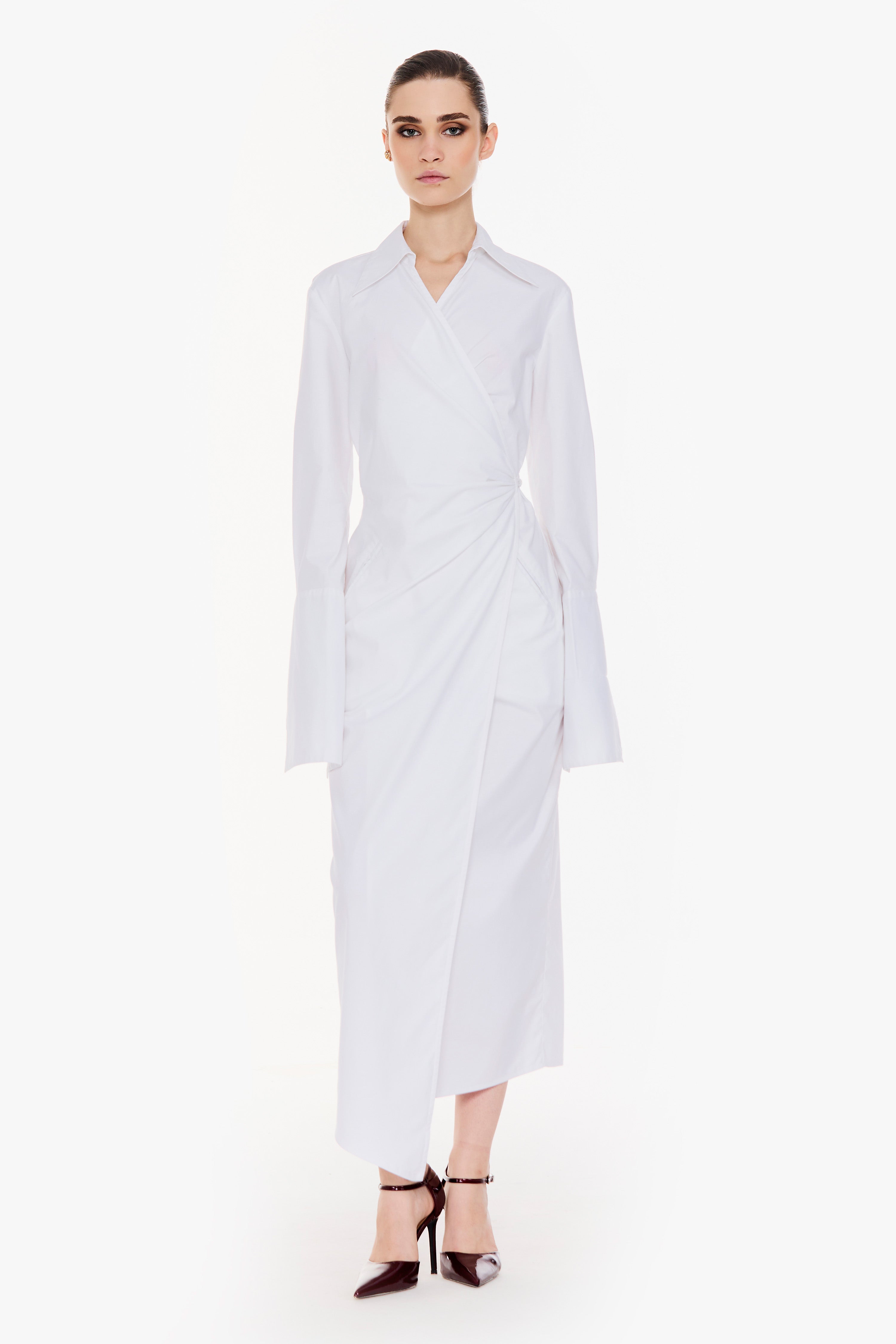 Cloud White Angular Hem Wrap Dress – Qua