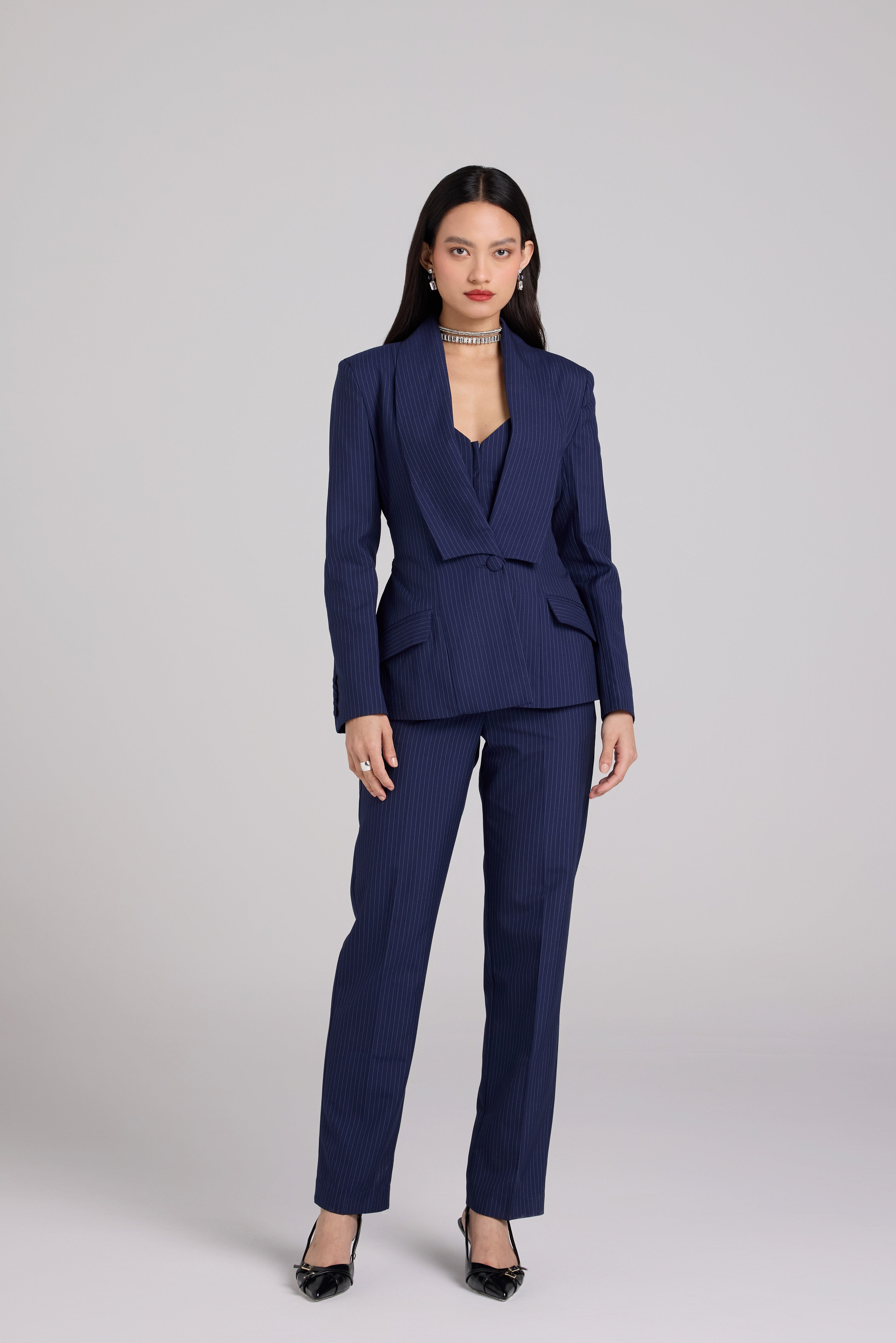 Indigo Pinstripe Tailored Suit – Qua