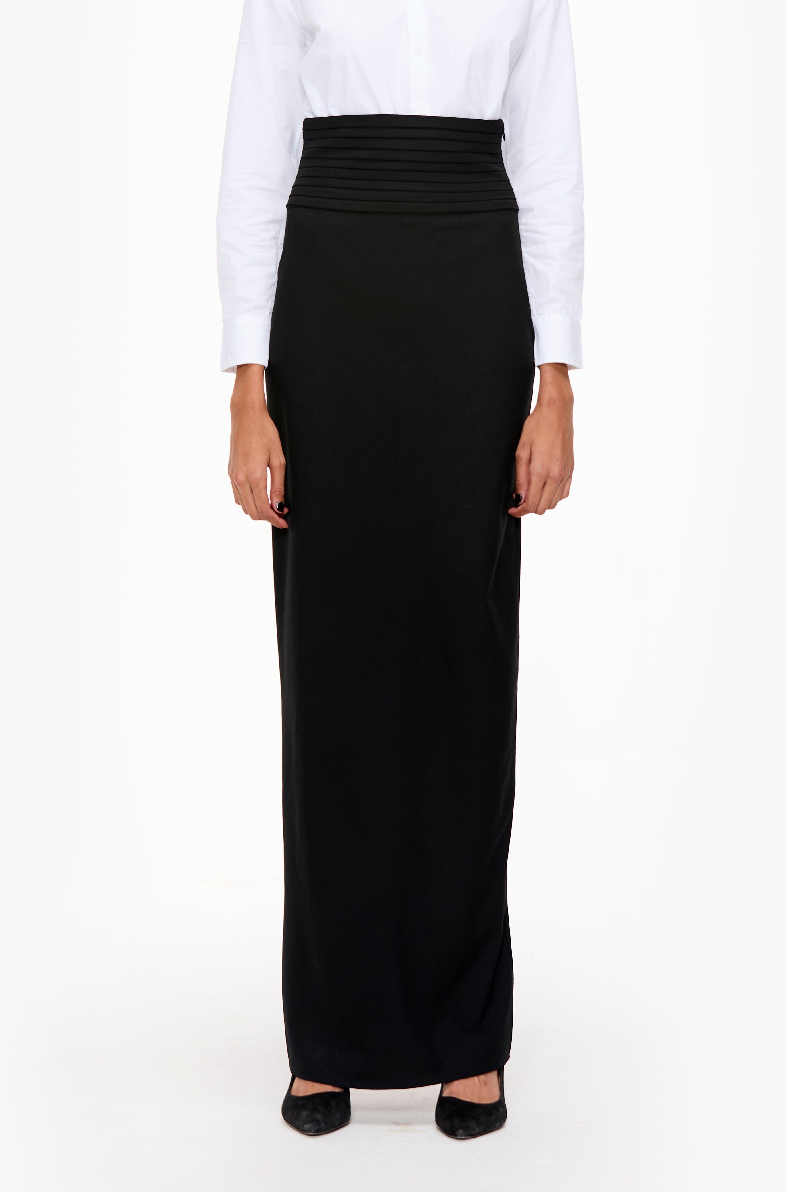 Obsidian Black Cummerbund Column Skirt – Qua